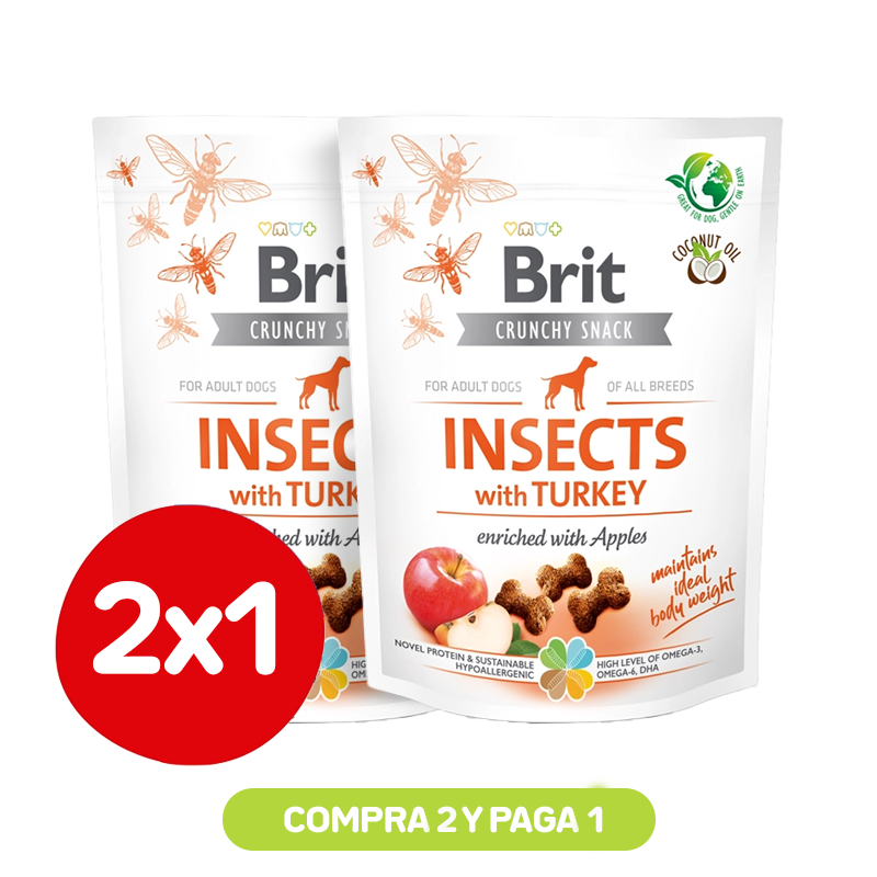 🐶 Pack 2x1 Brit Crunchy Snack Insects Turkey 200 Gr - Oferta ...